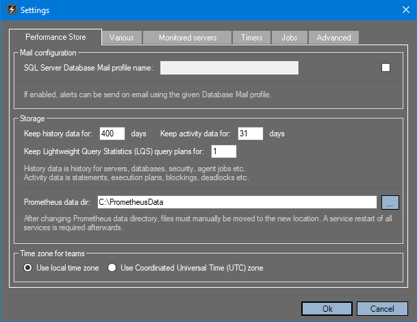 Configuring Performance Store - Performance Store